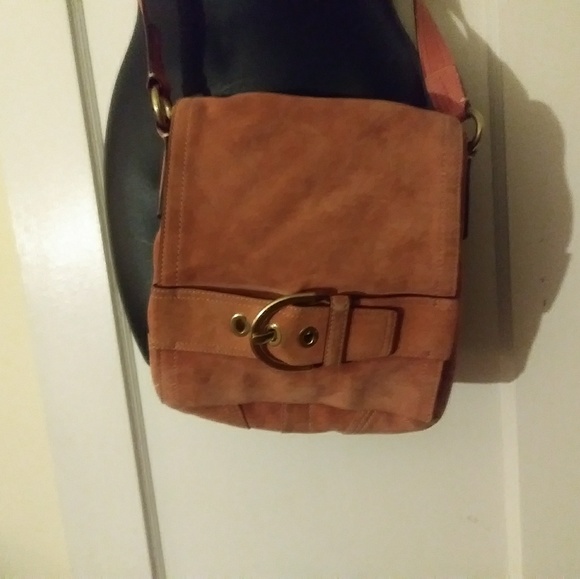 Coach | Bags | Authentic Coach Suede Peach Crossbody Purse | Poshmark